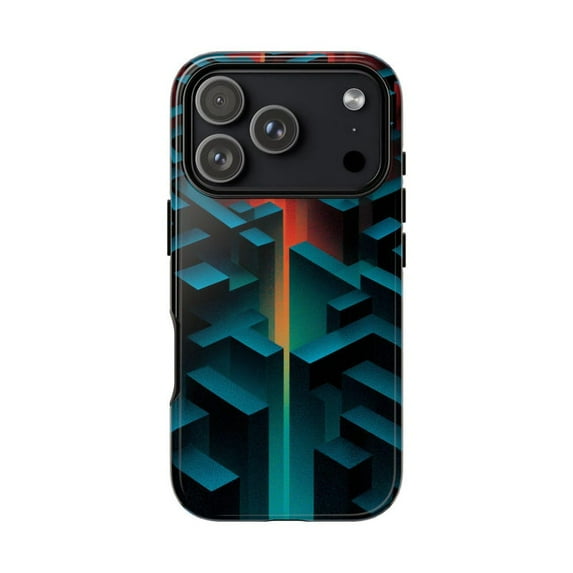 Dark Neon Red Shift Labyrinth Tough Case for iPhone 11,12,13,14,15,16 ...