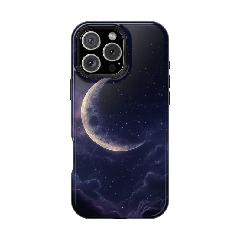 Dark Night Lunar Moon Mauve Clouds Scenic Abstract Artistic Phone Case ...