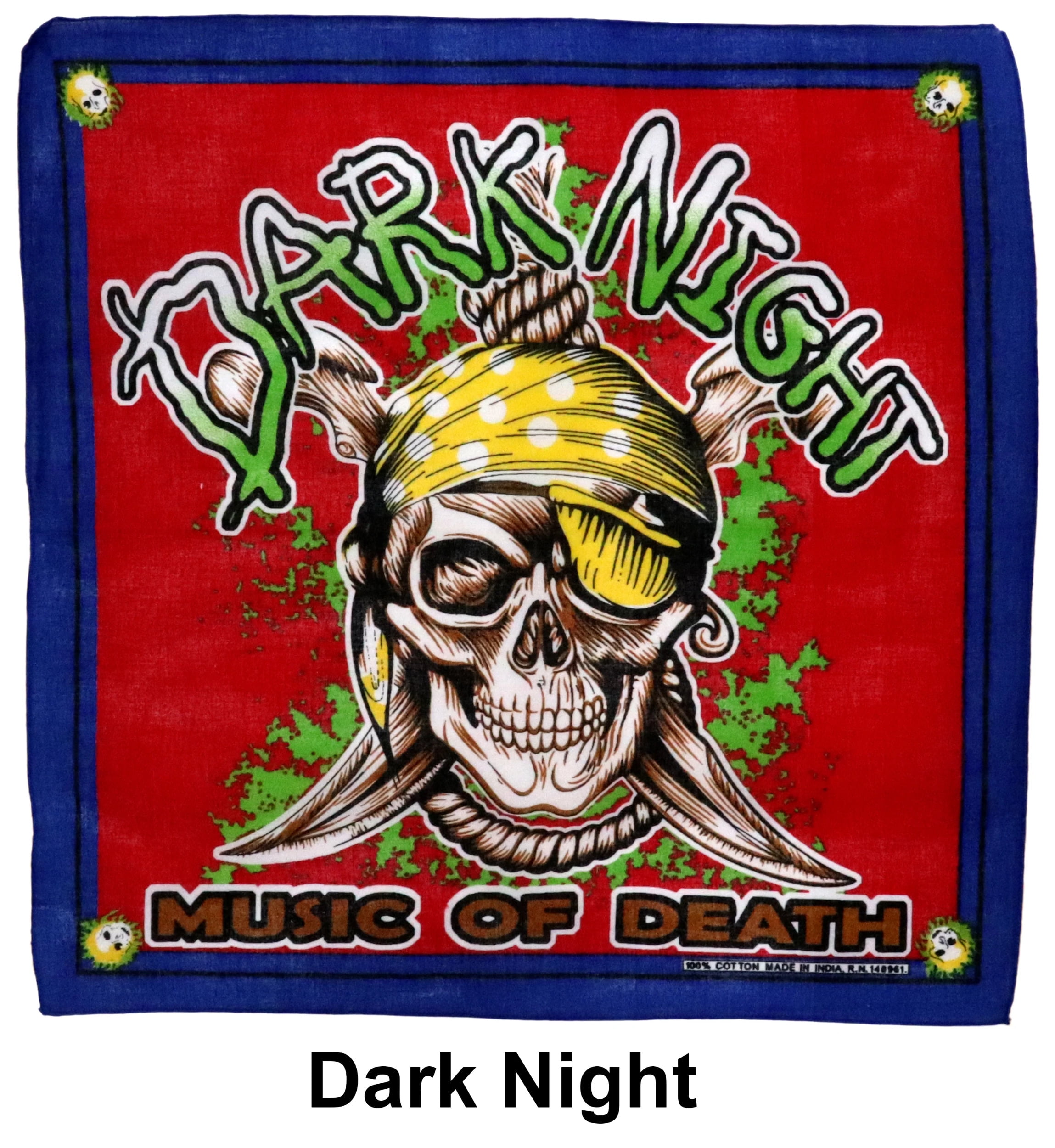 Dark Night Skull Head Design Print Cotton Bandana (22 inches x 22 ...