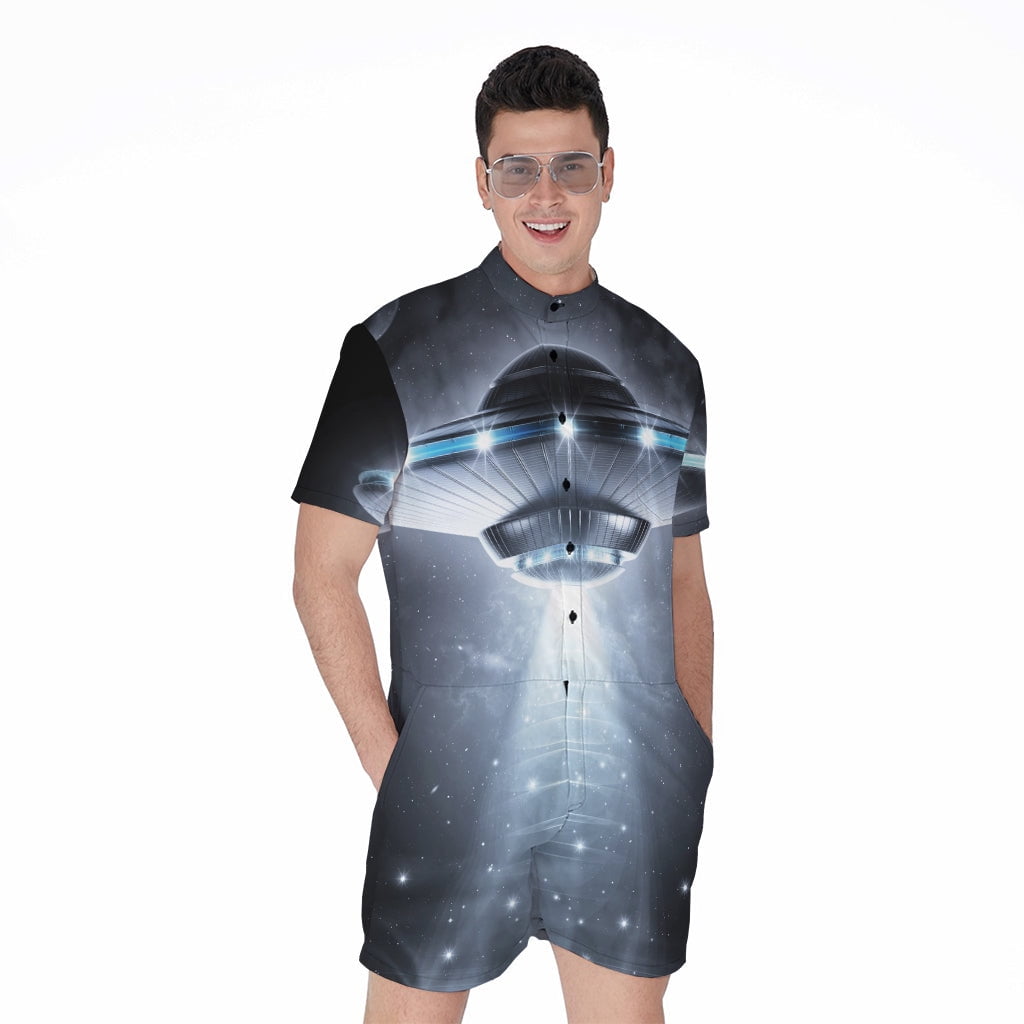 Dark Night Ufo Short Sleeve Men'S Rompers, Alien Ufo Space Casual ...