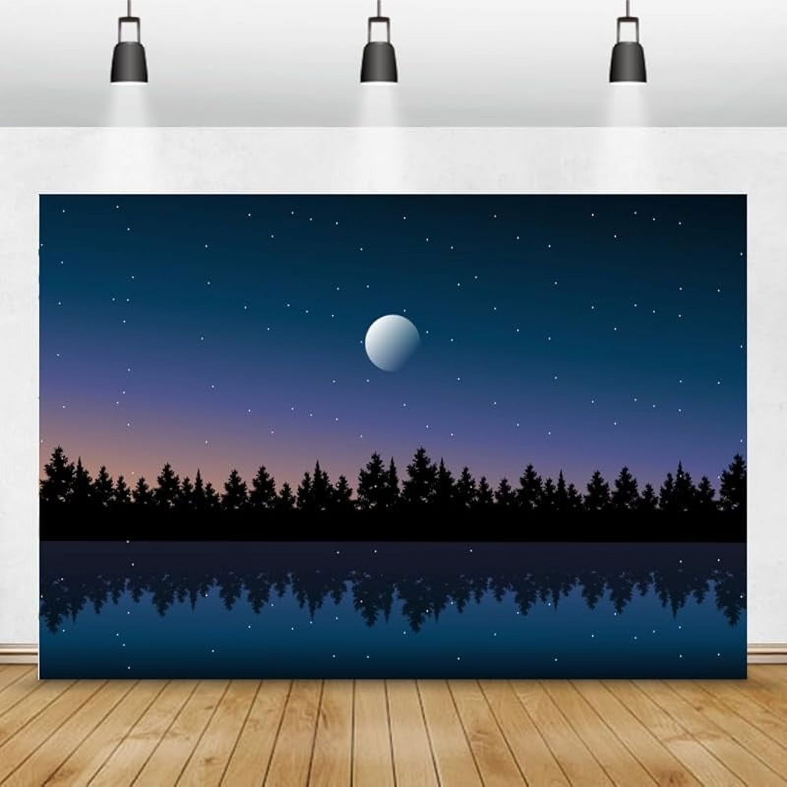 Dark Night View Forest Moon Natural Scenery Room Decoration Background ...