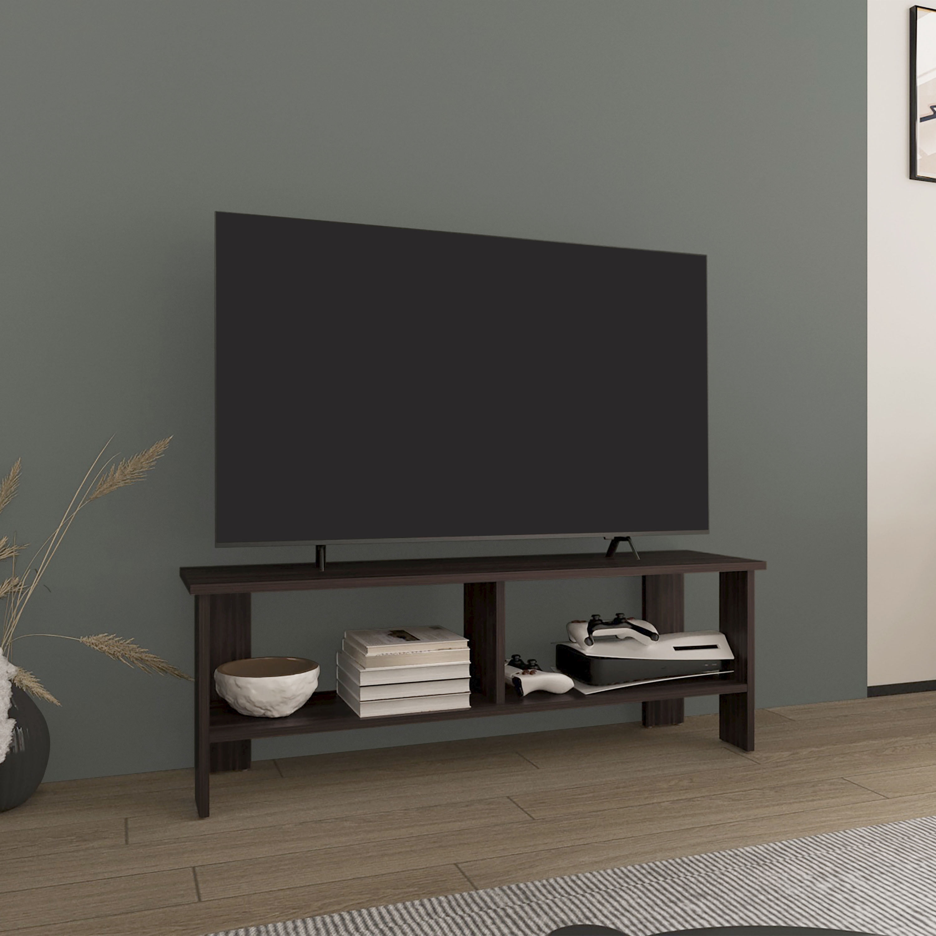 Dark Oak 2-Shelf TV Stand Media Console | Modern Engineered Wood ...