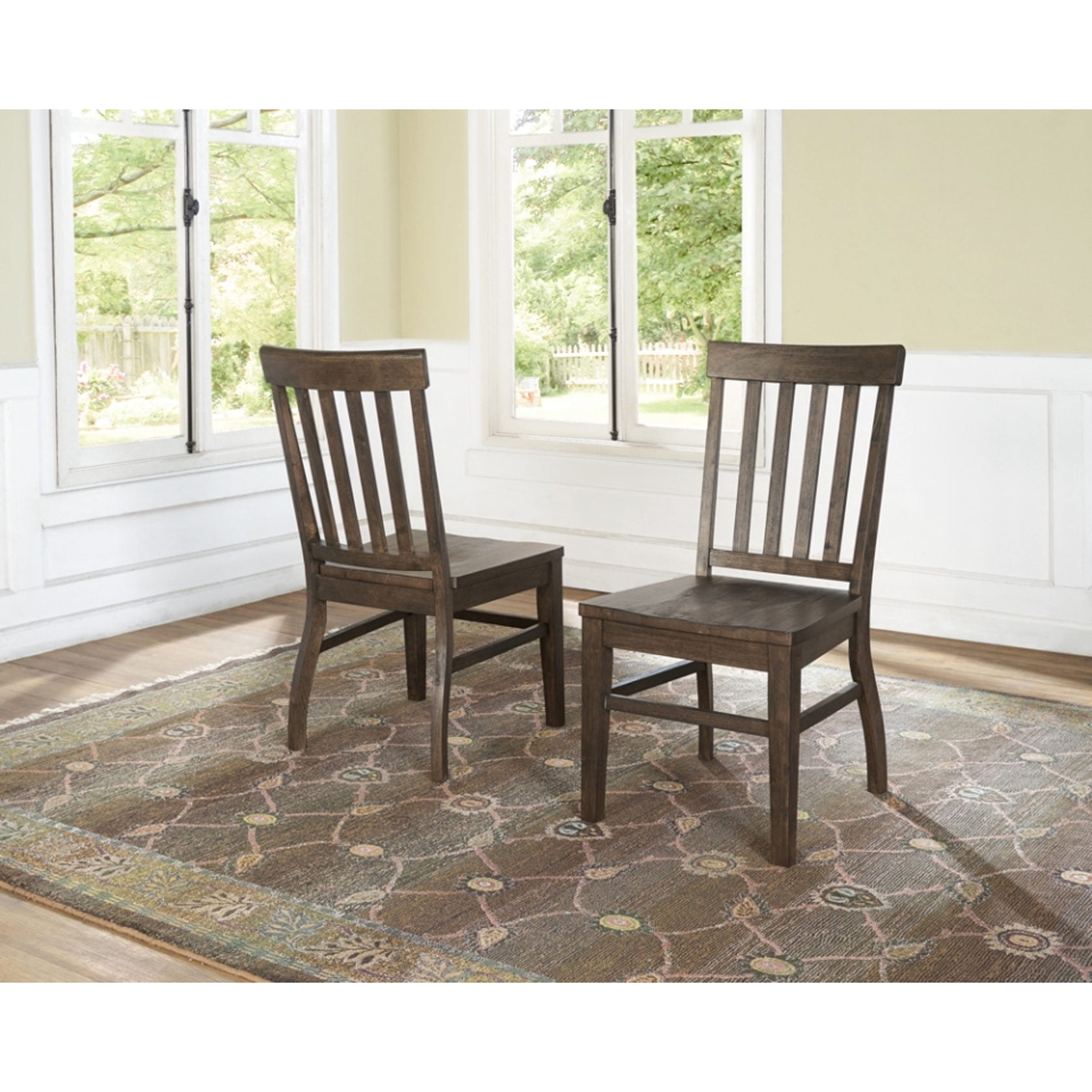 Dark Oak Solid Wood+MDF Side Chairs, Foam Filled, Set of 2 ...