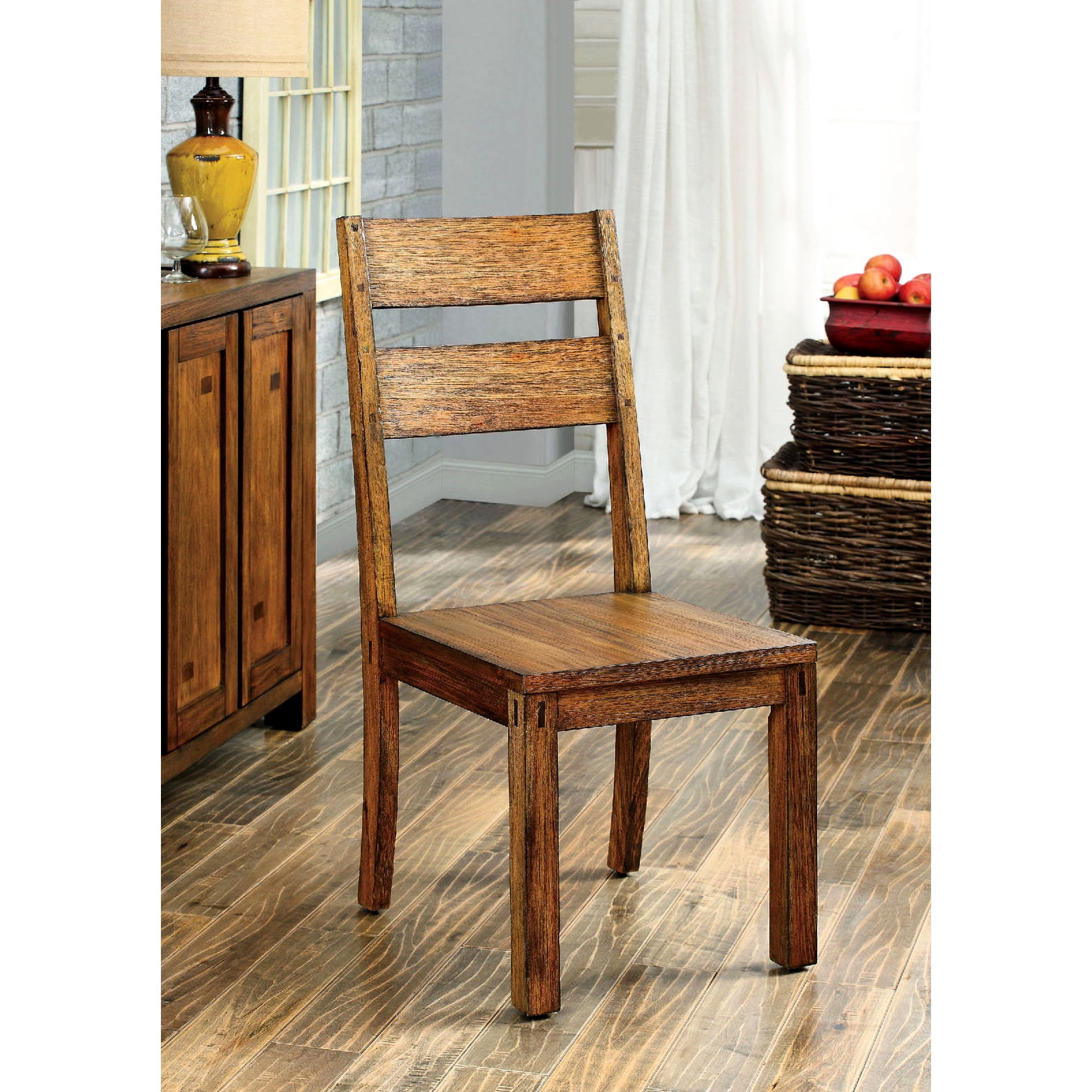 Dark Oak Wood Block Chairs / Enrich Dining Room with 2-Piece Set ...