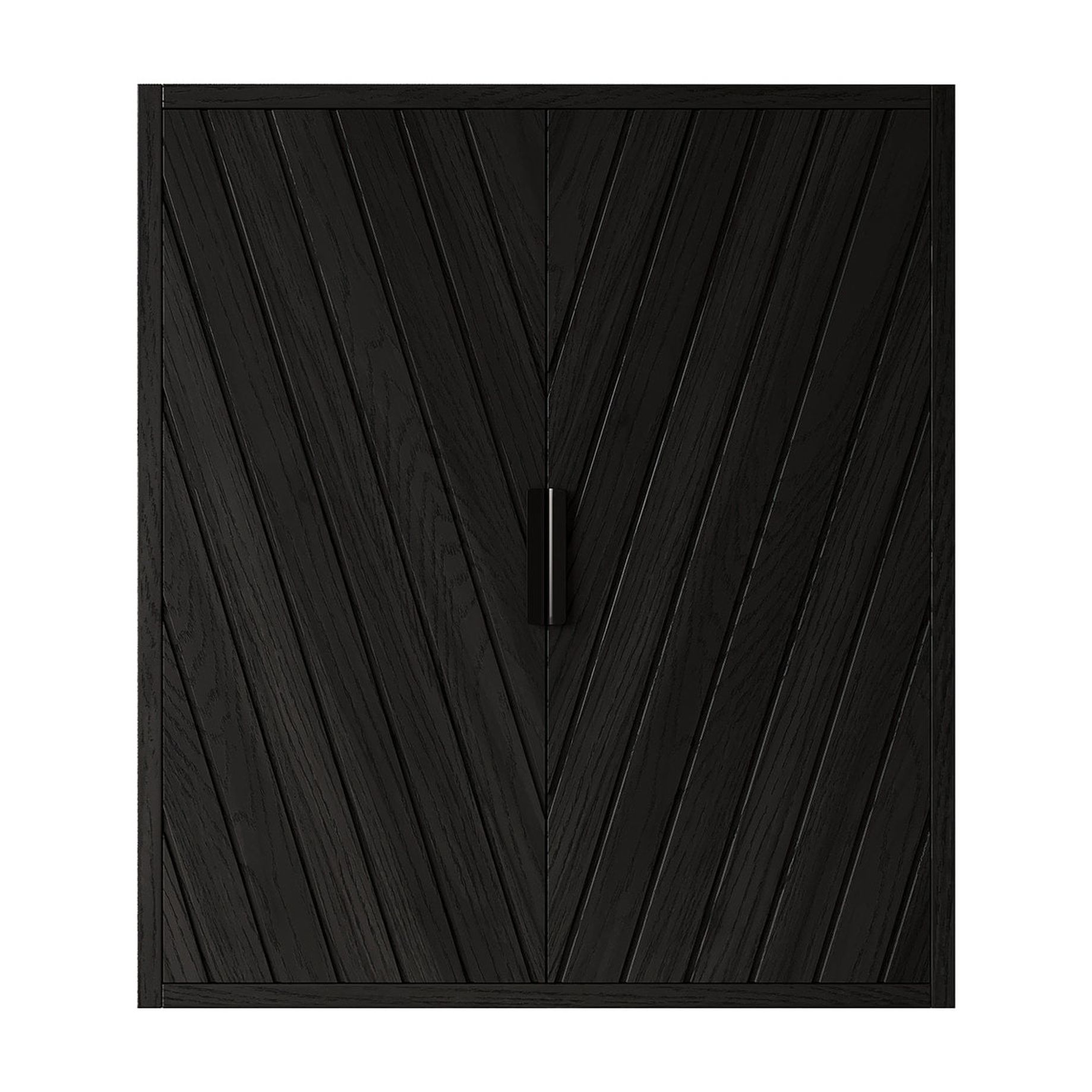 Dark Oak Woodgrain MDF Wall-Mounted Cabinet with Double Doors and Shelf ...