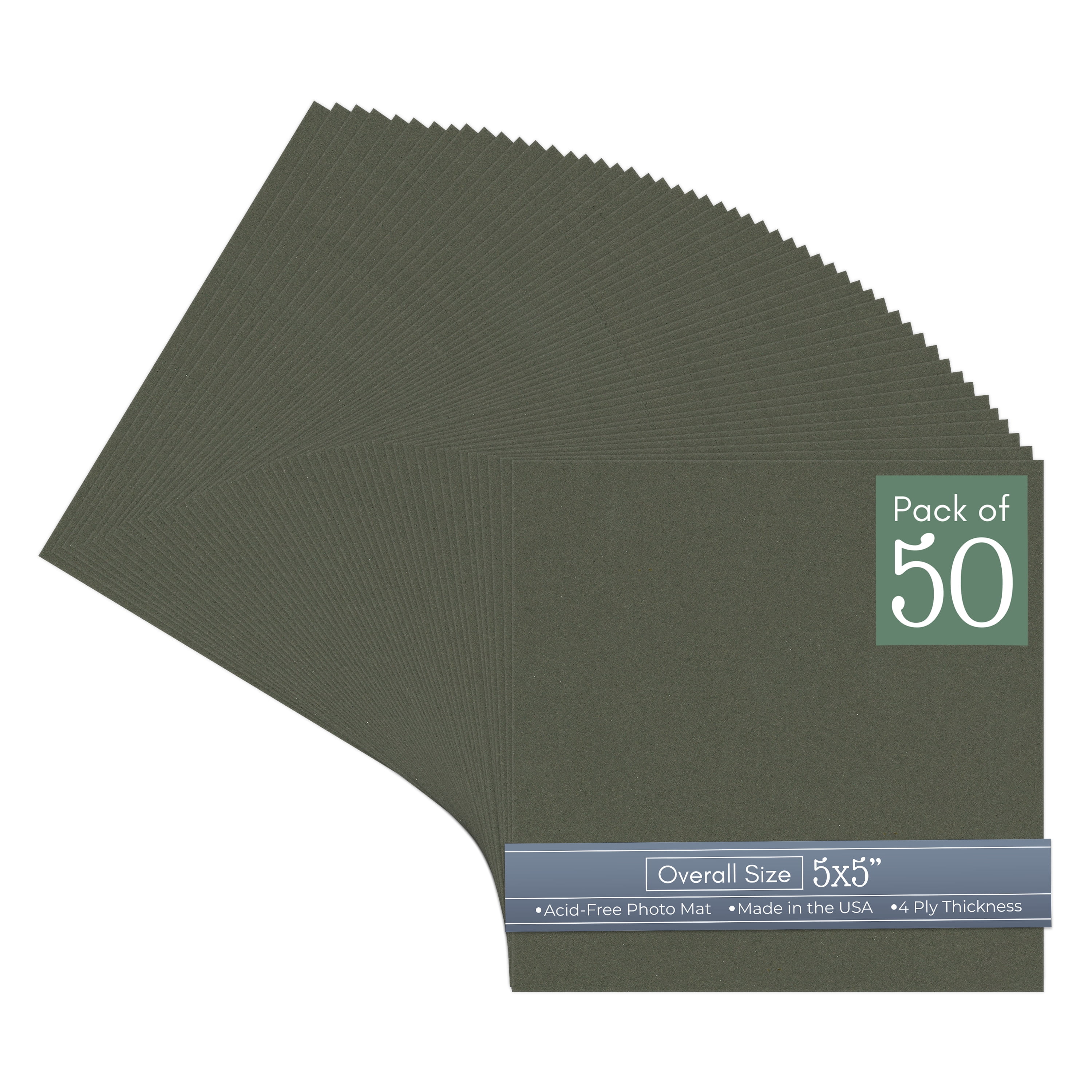 Dark Olive Green 5x5 Inch Uncut Art Mat Board - No Opening - 50 Mats ...