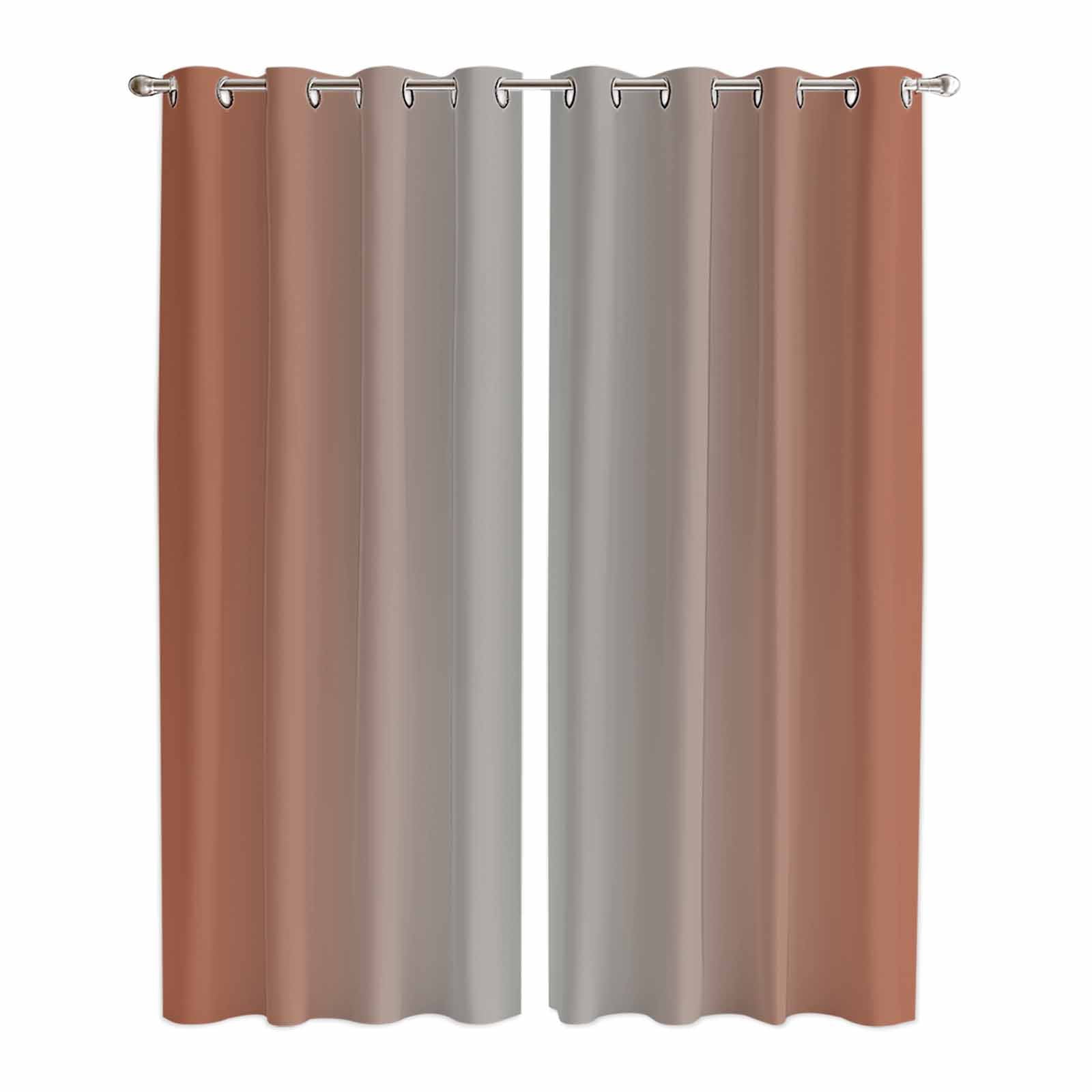 Dark Orange Grey Ombre Kitchen Curtains 84 Inch Length, Modern Gradient ...