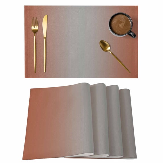 Dark Orange Grey Ombre Placemats Set of 12, Cotton Linen Fabric Place ...