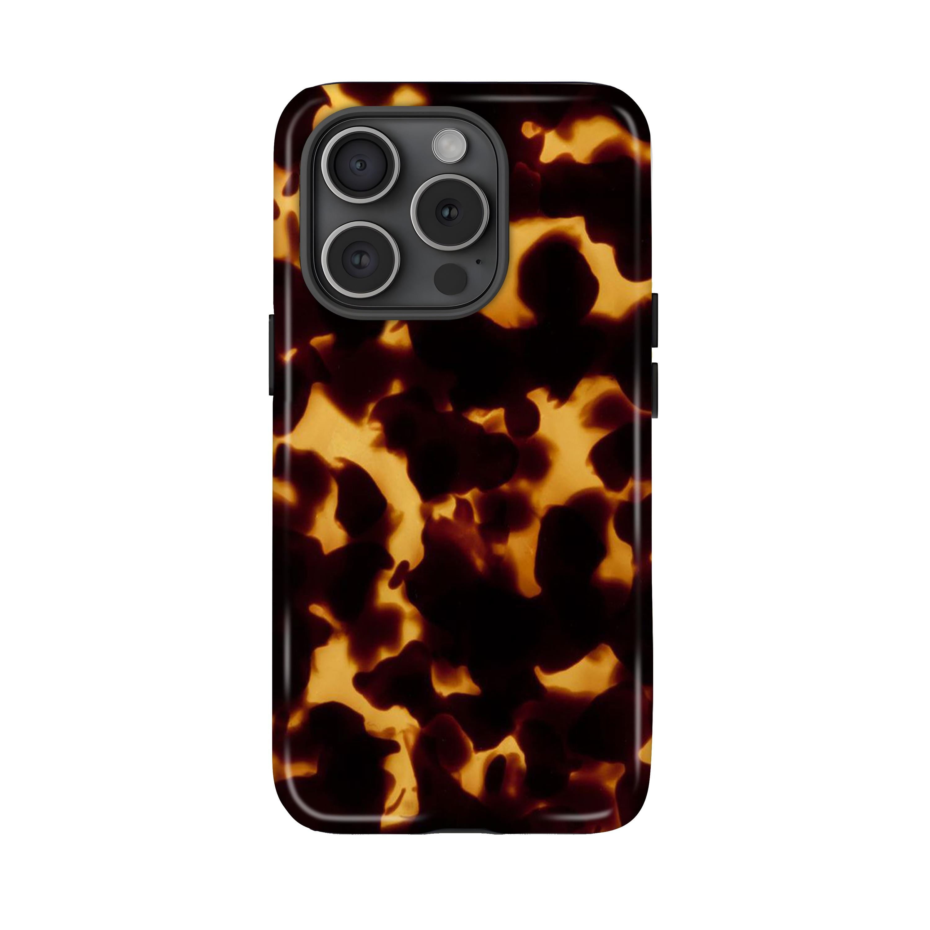 Dark Orange Tortoise Shell Fashion Phone Case with iPhone 17 to 11 Pro ...