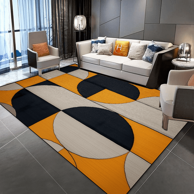 Dark Orange ration Carpet Living Room Simple Geometry Carpets Home Sofa ...