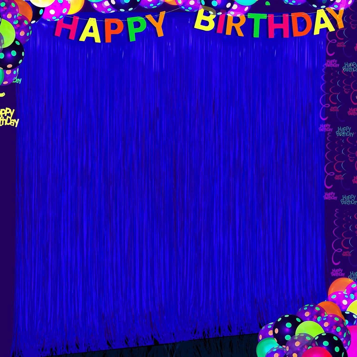 in The Dark Party Supplies 2 Neon Party Decorations Fluorescent Tinsel ...