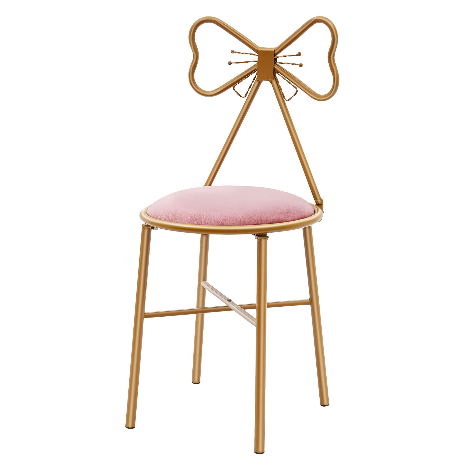 Dark Pink Bow Chair for Vanity with Cushioned Back Pink Princess Chair ...