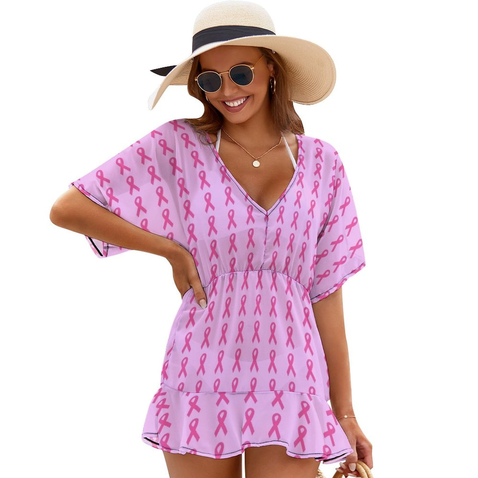 Dark Pink Ribbons on Light Pink Cover Ups luxury dress Cocktail of ...