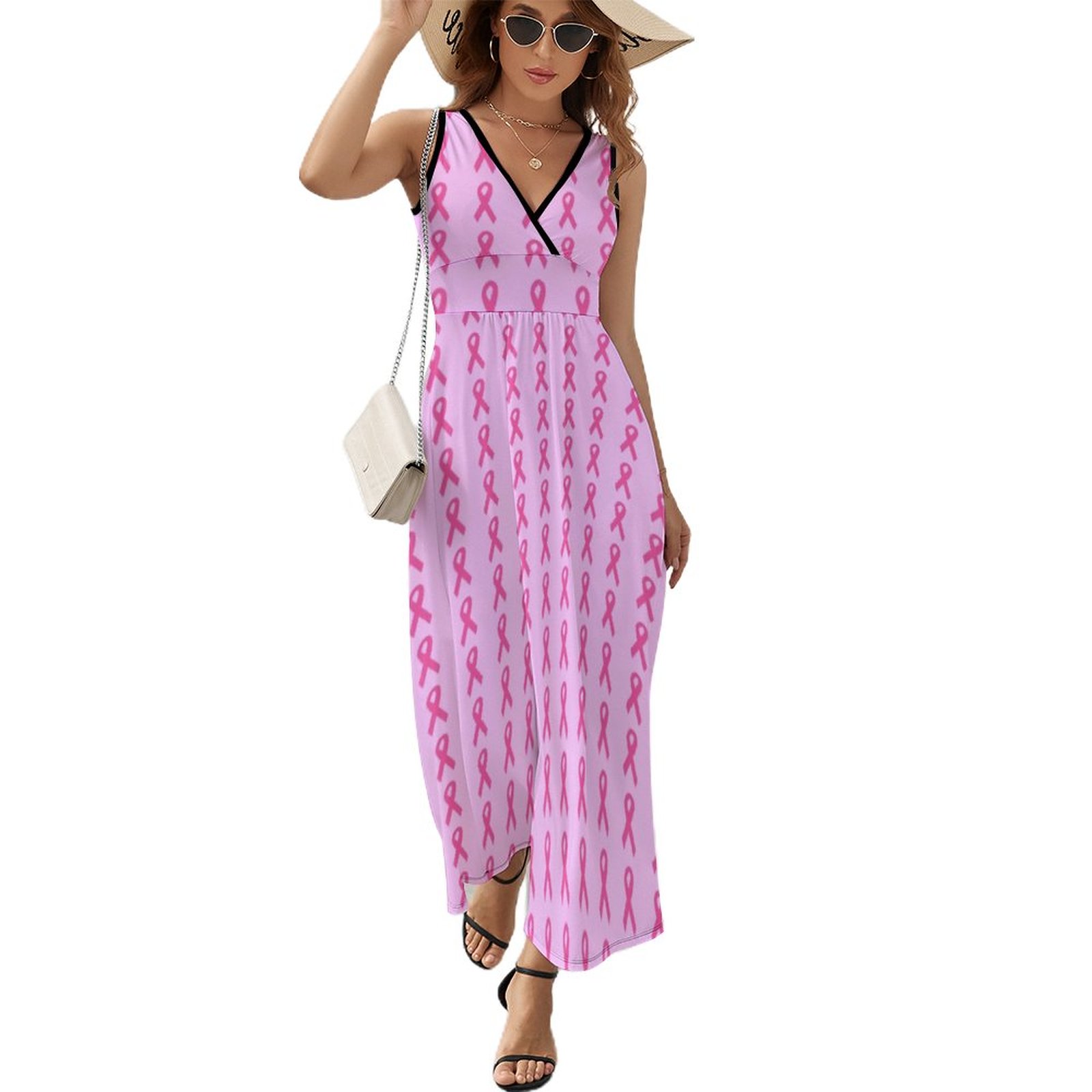 Dark Pink Ribbons on Light Pink Sleeveless Dress Aesthetic clothing ...
