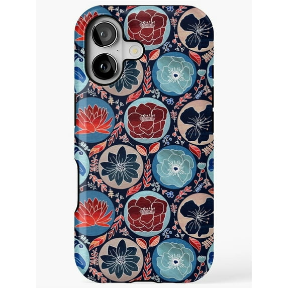Dark Polka Dot Floral Retro Phone Case for iPhone 11 12 13 14 15 16 17 ...