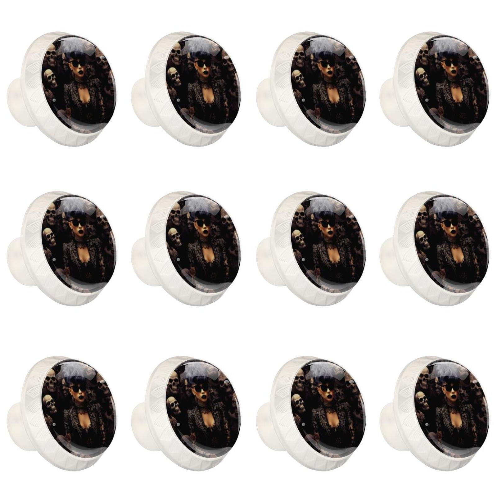 Dark Punk Music 12 Pcs White Round Drawer Pulls with Screws,ABS and ...