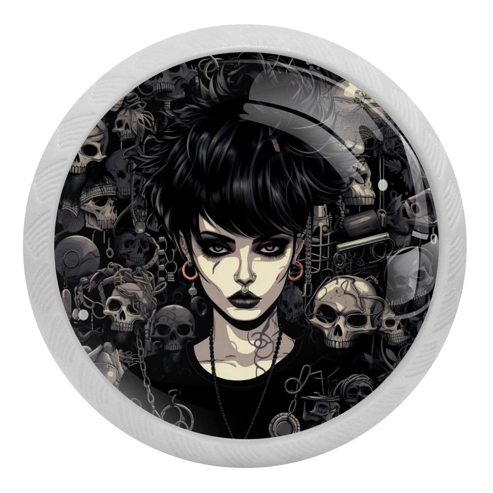 Dark Punk Music Pattern 4PCS Cabinet Knobs Pulls Fluorescent Drawer ...