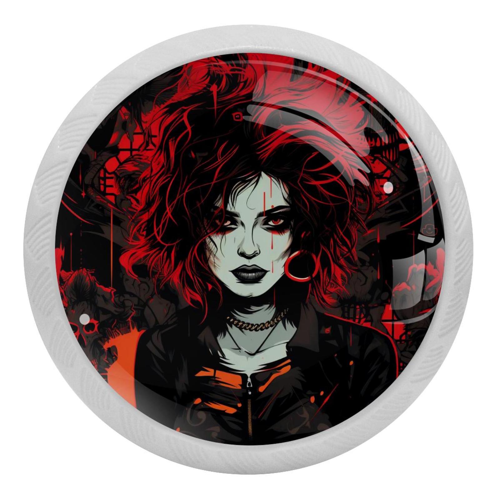 Dark Punk Music Pattern 4PCS Cabinet Knobs Pulls Fluorescent Drawer ...