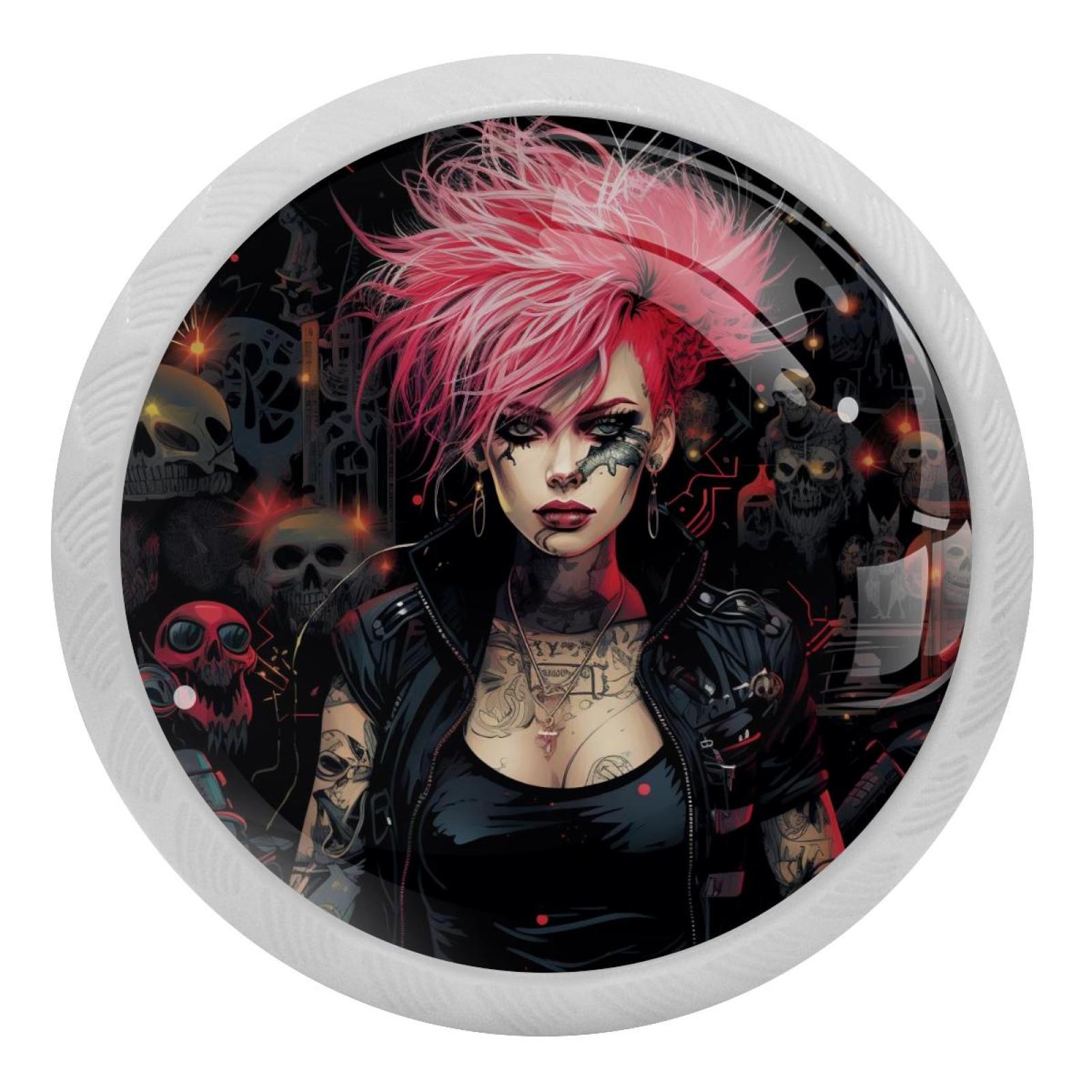 Dark Punk Music Pattern 4PCS Cabinet Knobs Pulls Fluorescent Drawer ...