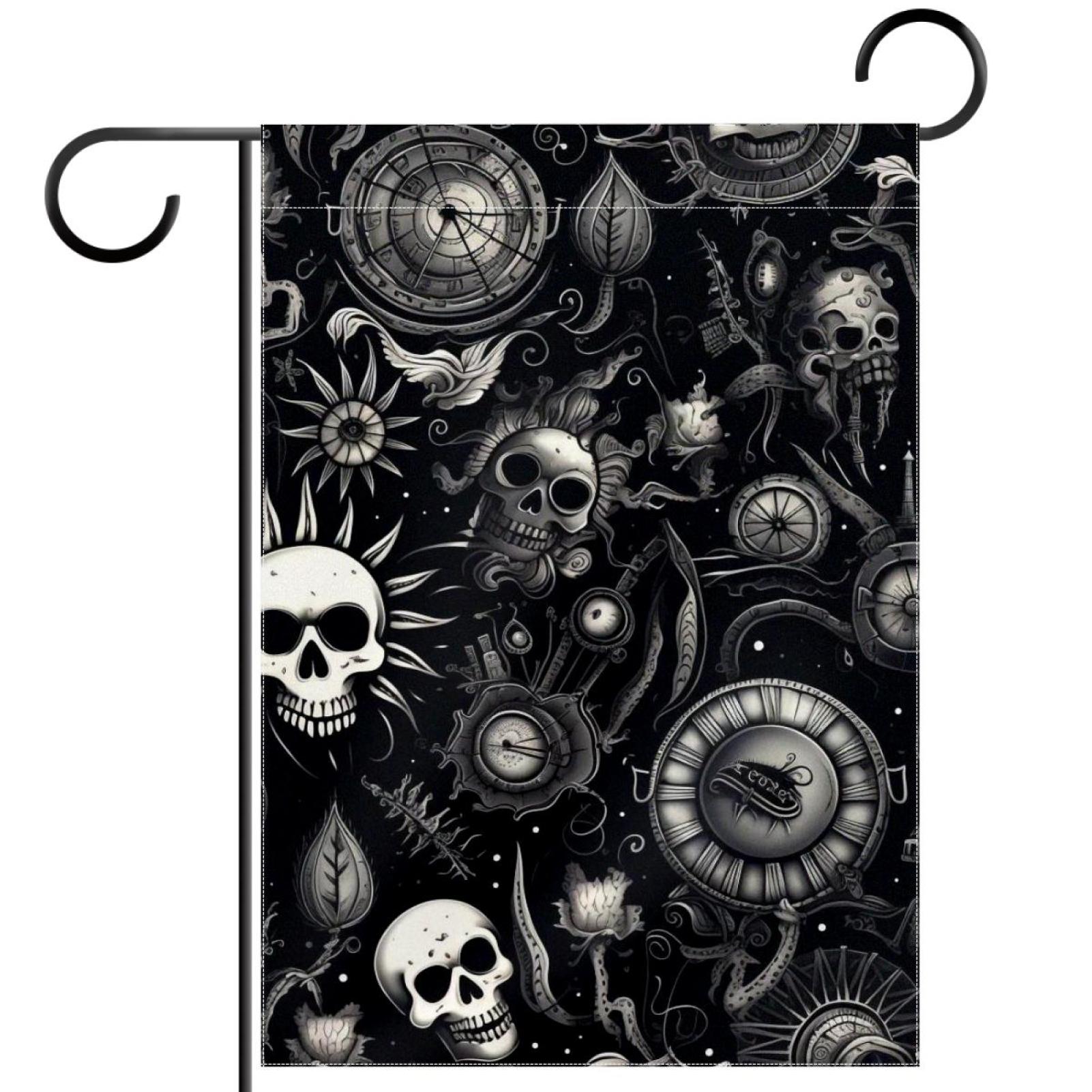 Dark Punk Skull Garden Flag 12x18 Inch Double Sided Outdoor Yard Banner ...