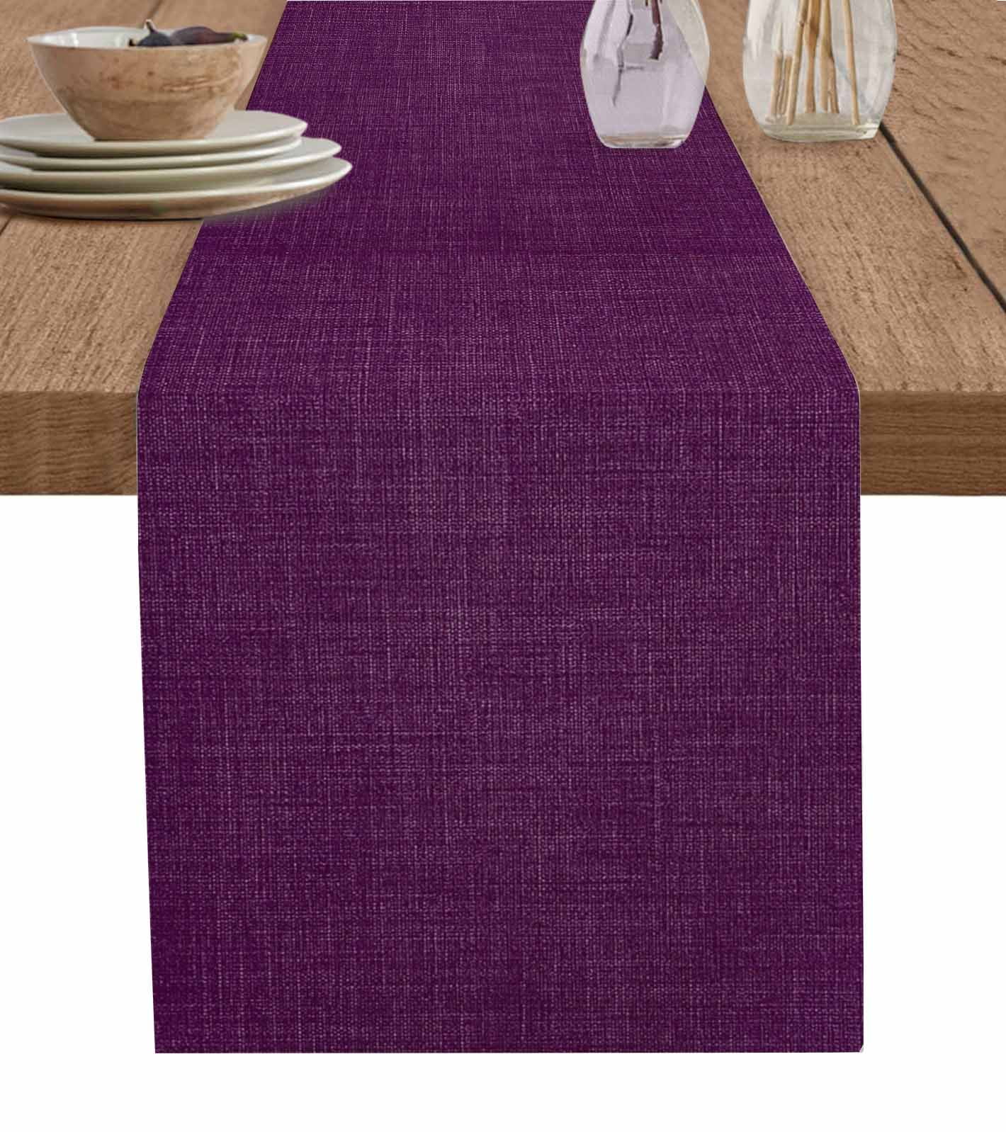 Dark Purple Burlap Cotton Table Runner 13x70 Inches Long, Rustic ...