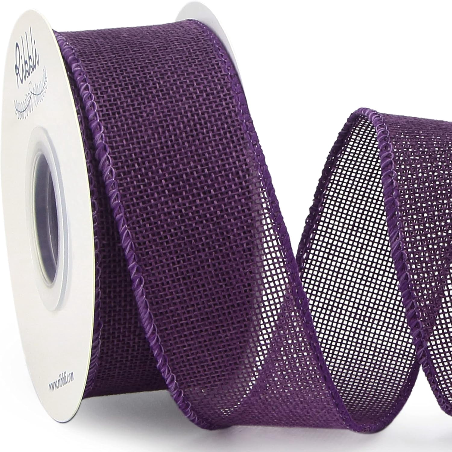 Dark Purple Burlap Wired Ribbon,1-1/2 Inch x 10 Yard, Wired Edge Ribbon ...