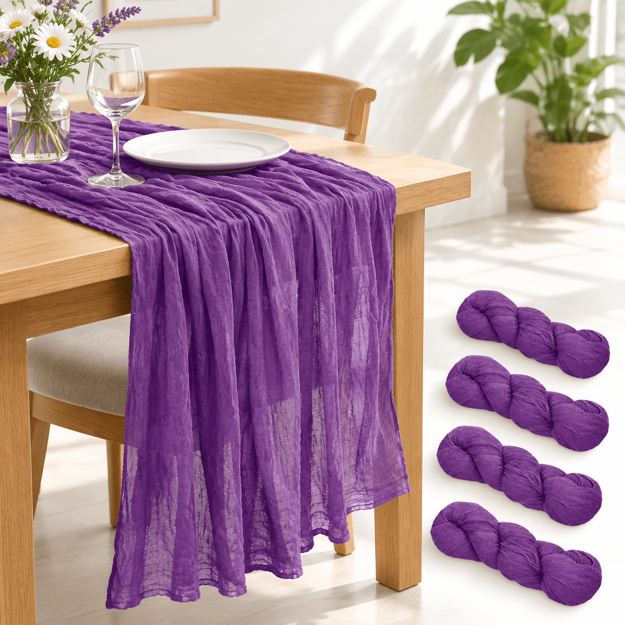 Dark Purple Cheesecloth Table Runners 4 Pack Fall - Walmart.com