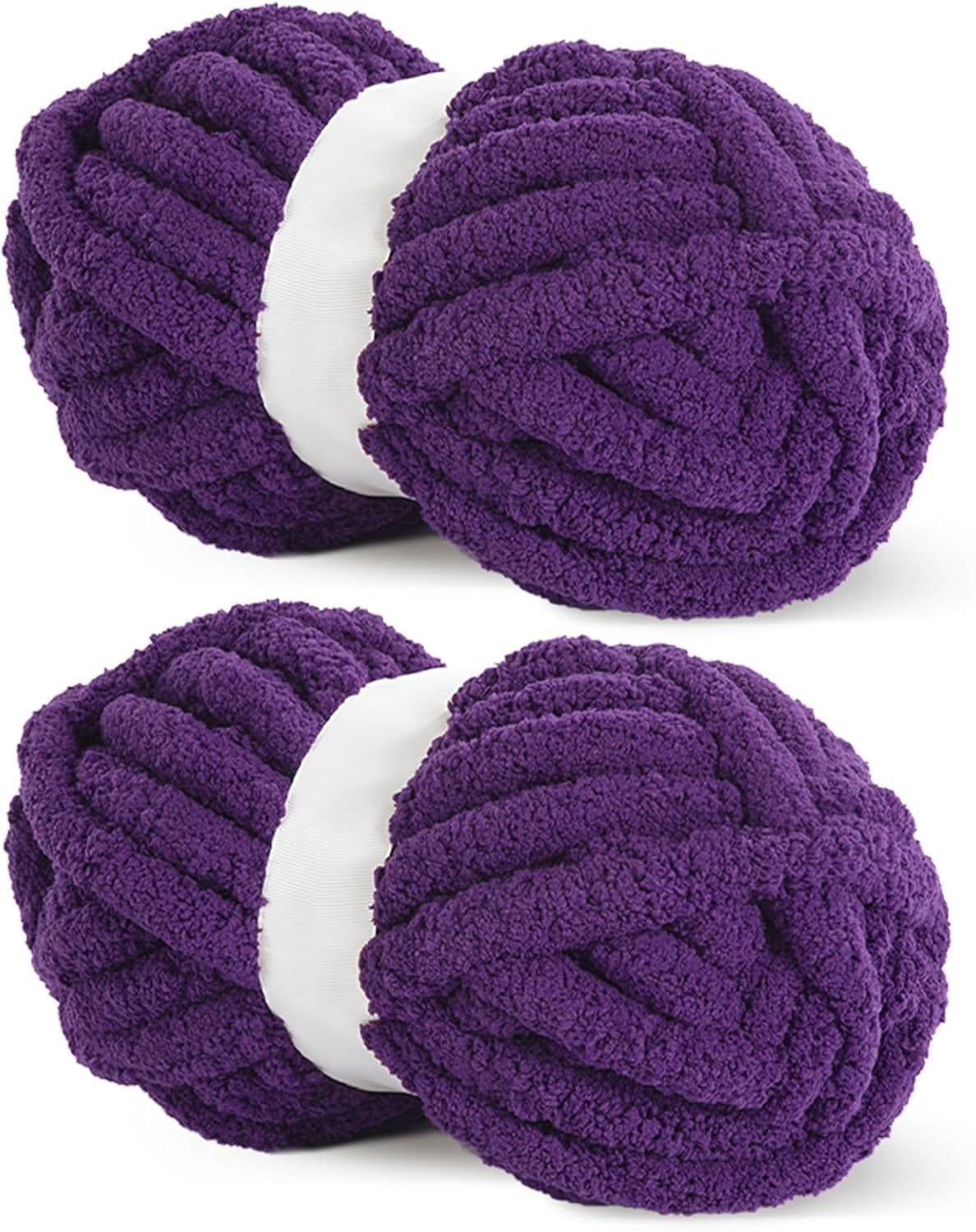 Dark Purple Chunky Chenille Yarn for Crocheting, Bulky Thick Fluffy ...