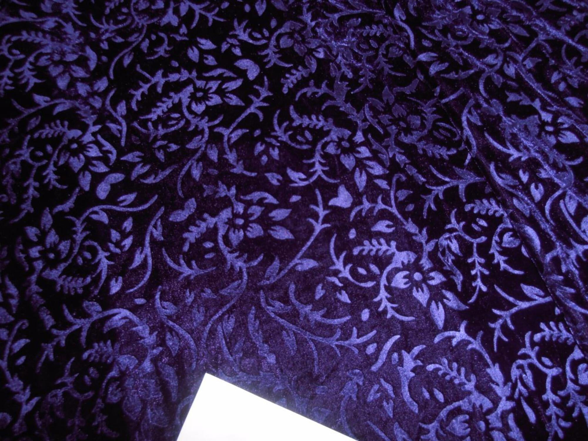 Dark Purple Devore Embossed Viscose Burnout Velvet fabric 44" wide ...