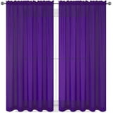 Elegance Dark Purple Sheer Voile Window Curtains for Bedroom & Kitchen ...
