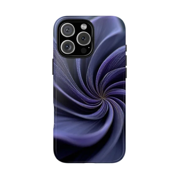 Dark Purple Floral Spiral Wave Pattern iPhone Case 17 16 15 14 13 12 11 ...