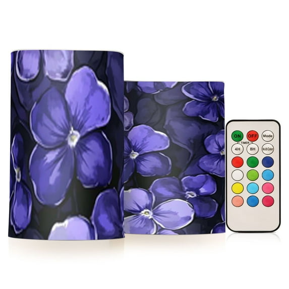 Dark Purple Flower Flickering Flameless Candles Battery Operated with ...