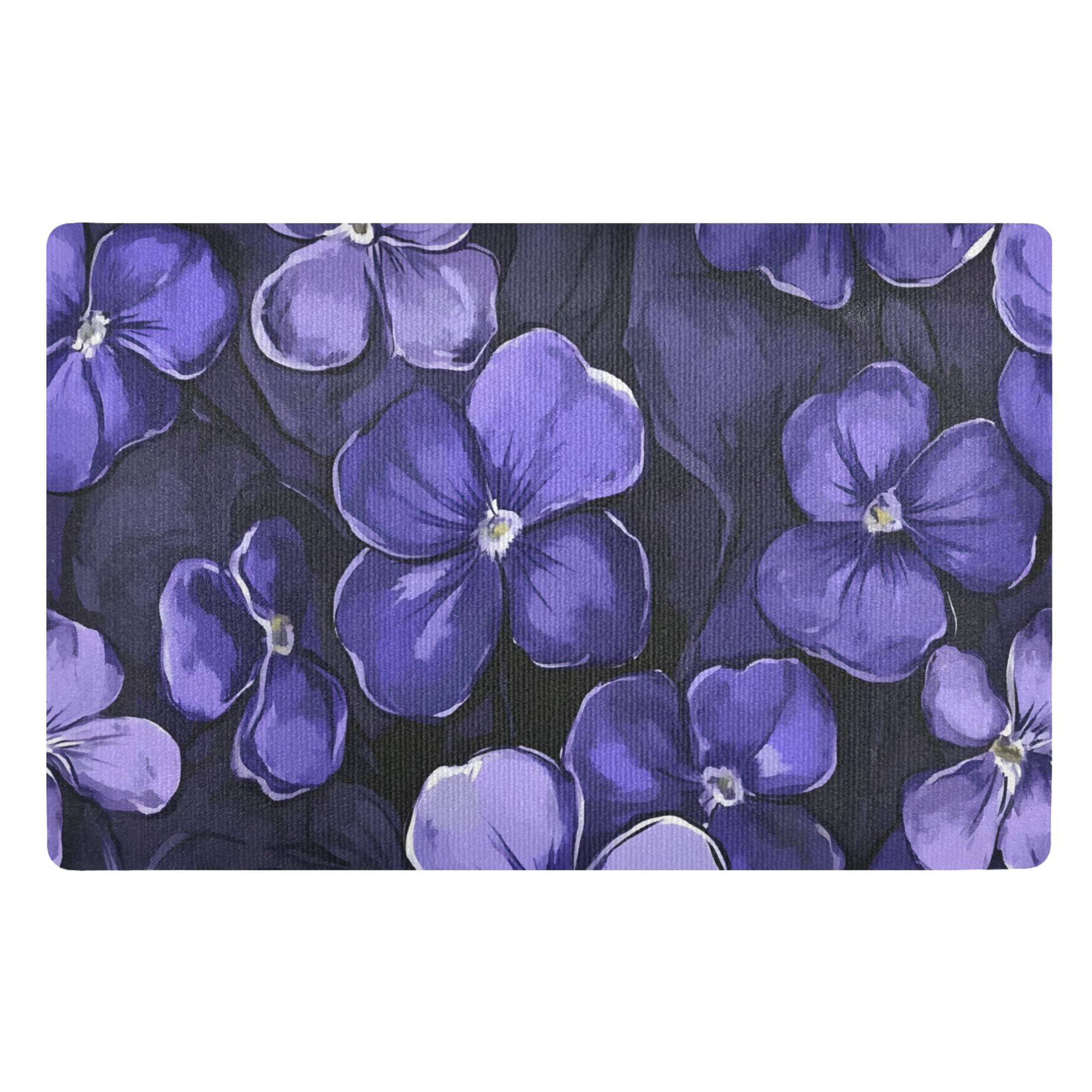 Dark Purple Flower Floor Door Mat Outdoor Indoor for Home Entrance ...