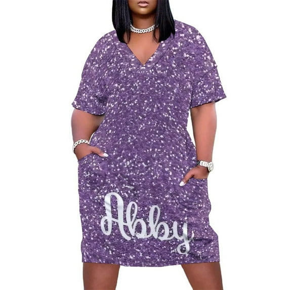 Dark Purple Glitter Loose Pocket Dress Dresses Summer Summer Dresses ...