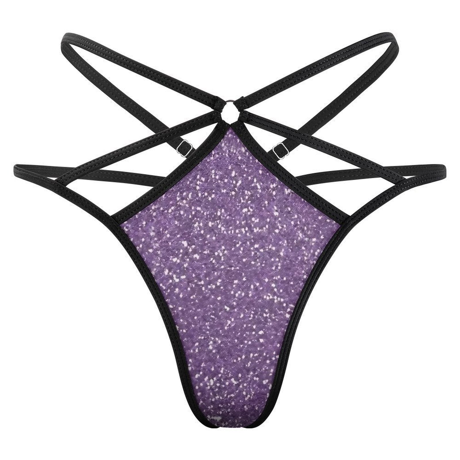 Dark Purple Glitter Open Type Women's Panties Crotch Opening G-strings Thongs Lingeries ...