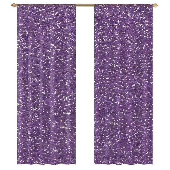 Dark Purple Glitter Tulle Curtains For Living Room Chiffon Sheer Voile ...
