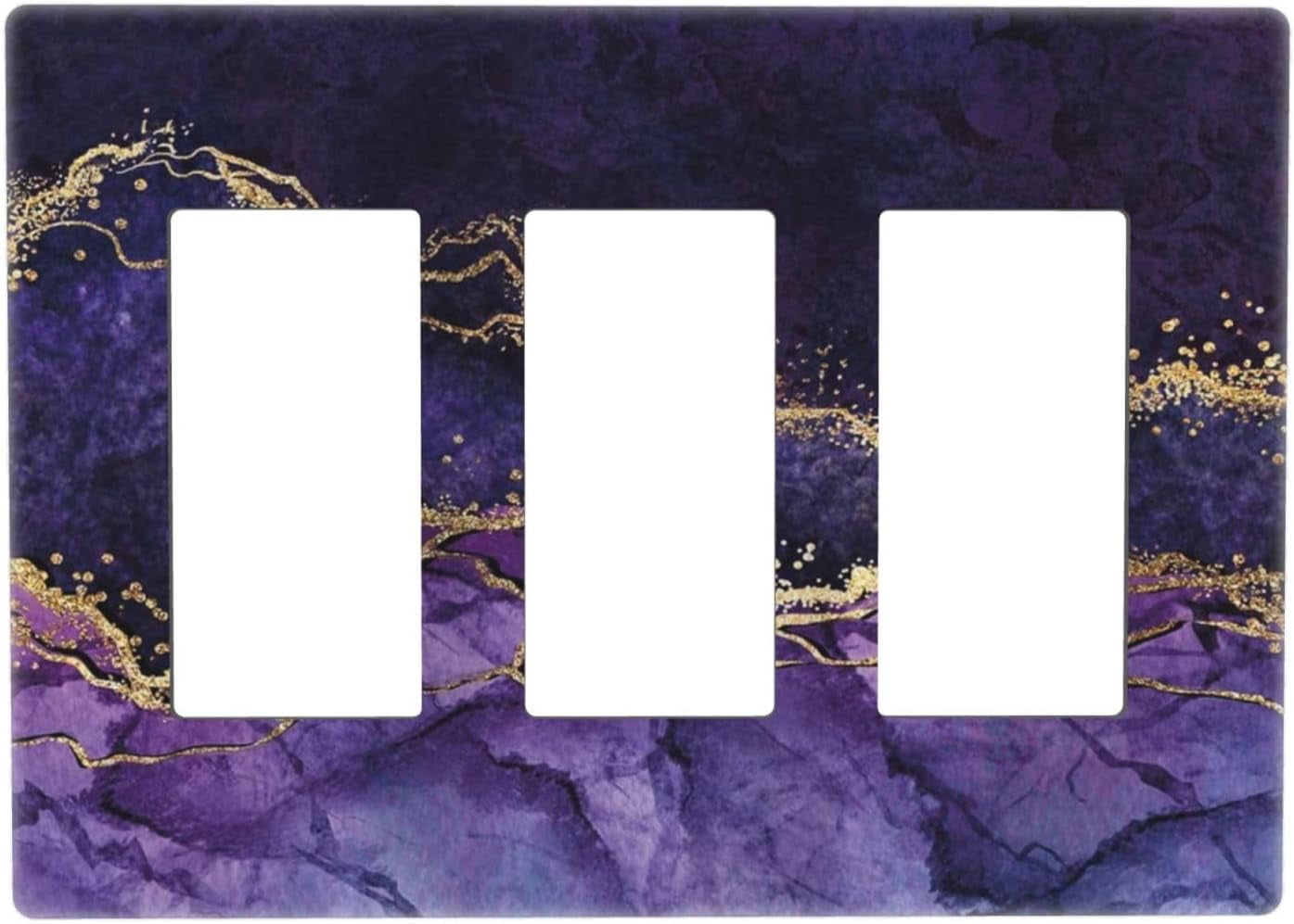 Dark Purple Golden Marble 3 Gang Triple Rocker/decorator Light Switch ...