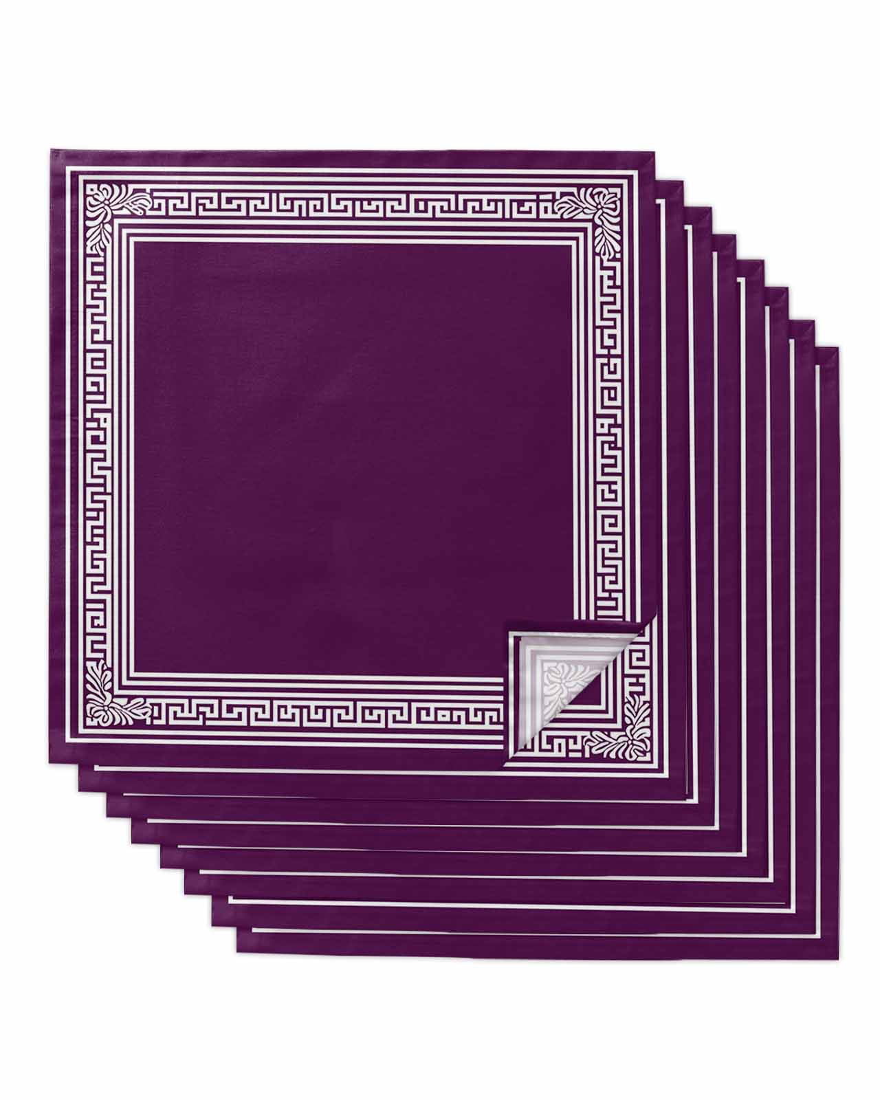 Dark Purple Greek Key Cloth Napkins Set of 8 Reusable Dinner Napkins ...