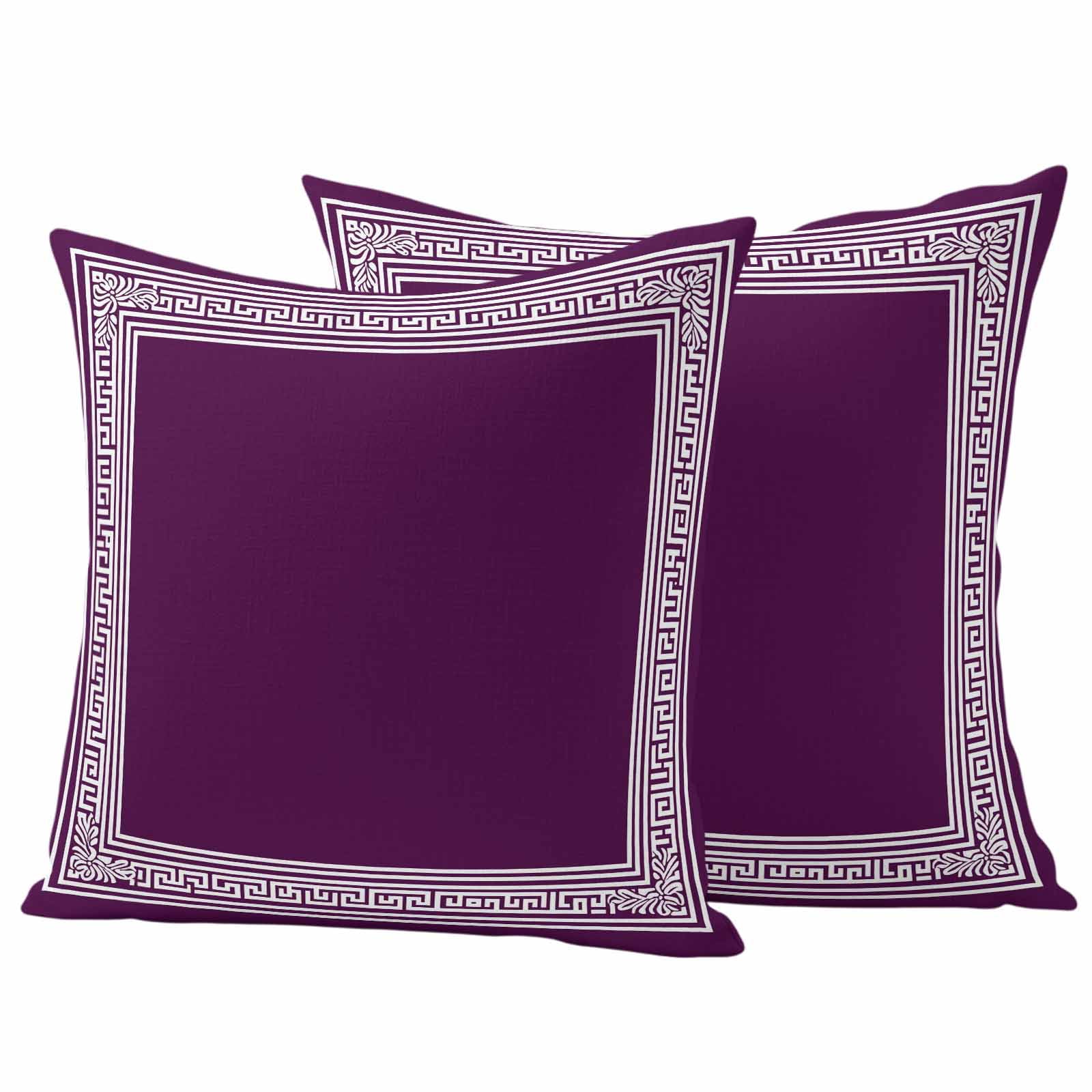 Dark Purple Greek Key Outdoor Waterproof Pillow Covers, Geometric ...