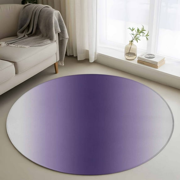 Dark Purple Grey Ombre Round Rugs 3.3ft, Modern Abstract Art Gradient ...