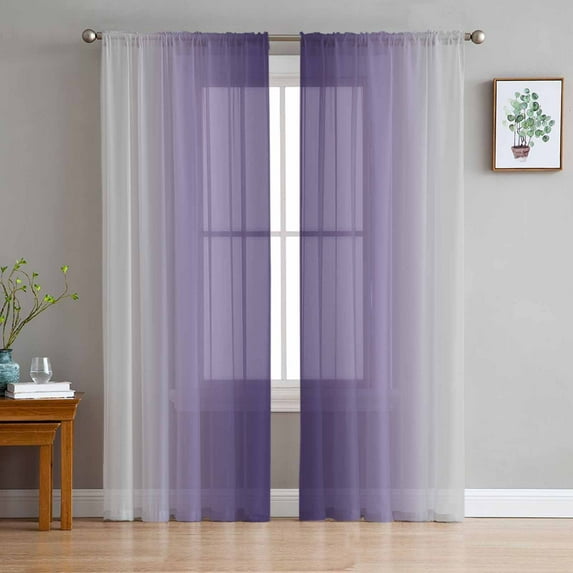Dark Purple Grey Ombre Semi Sheer Window Curtains 84 Inches Long ...