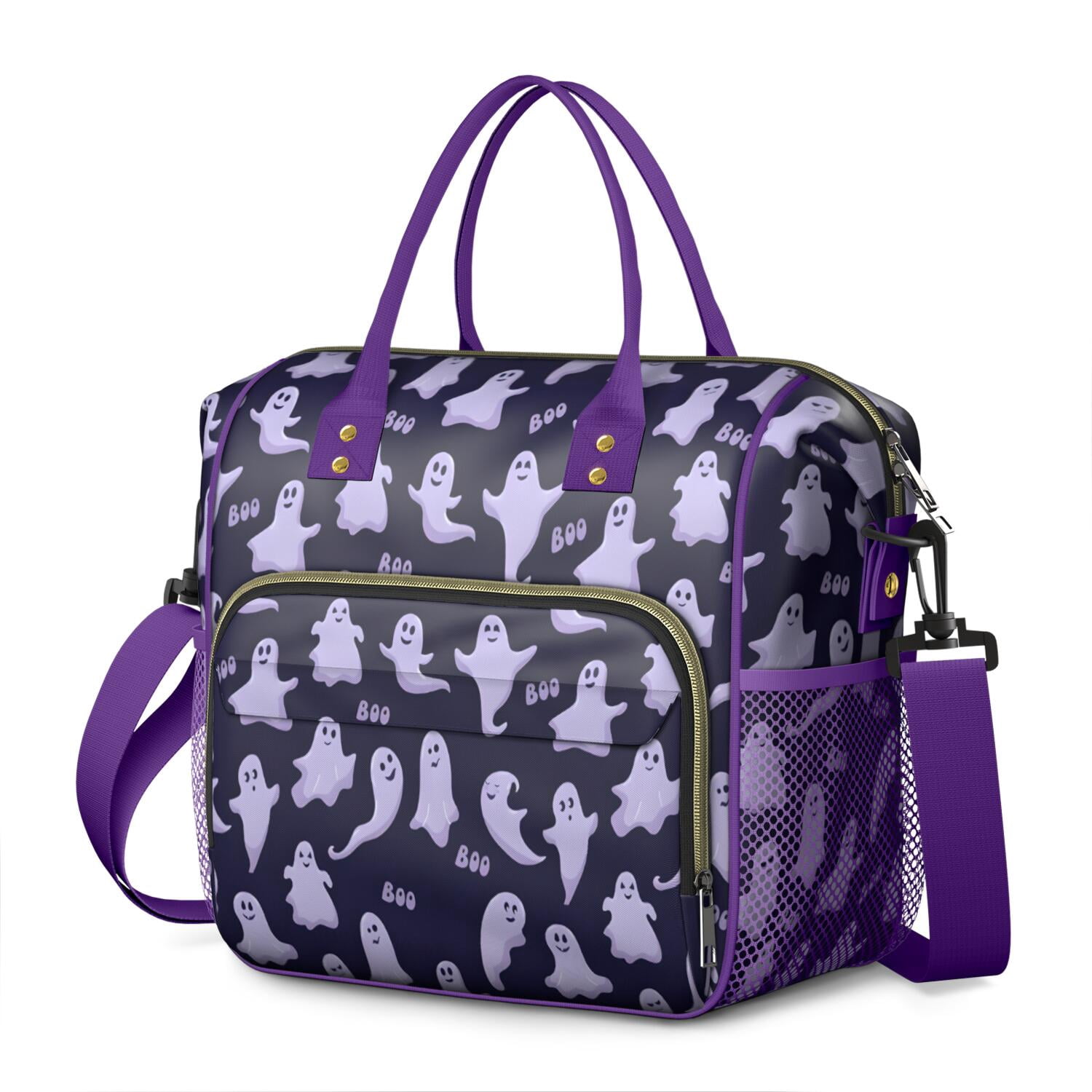 Dark Purple Halloween Ghosts with Boo Womens Lunch Box for Work ...