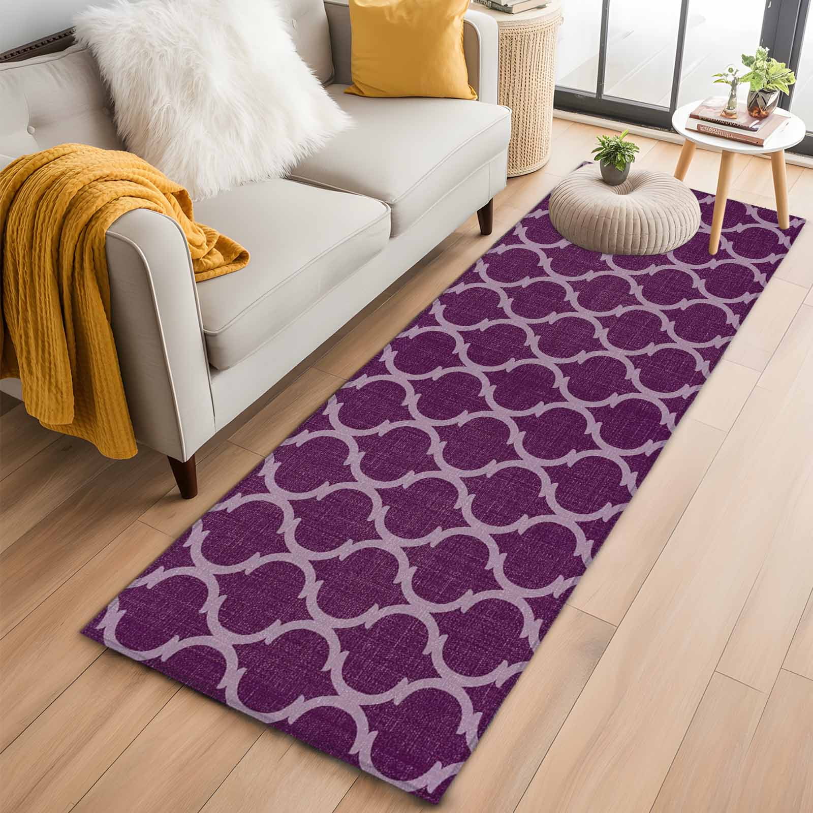 Dark Purple Moroccan 2'x6' Runner Rugs for Hallway Kitchen Bedside Non ...