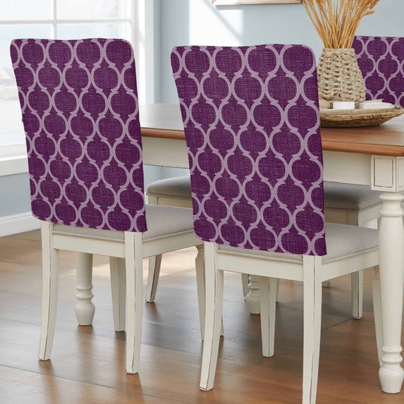 Dark Purple Moroccan Chair Back Covers, Country Abstract Quatrefoil ...