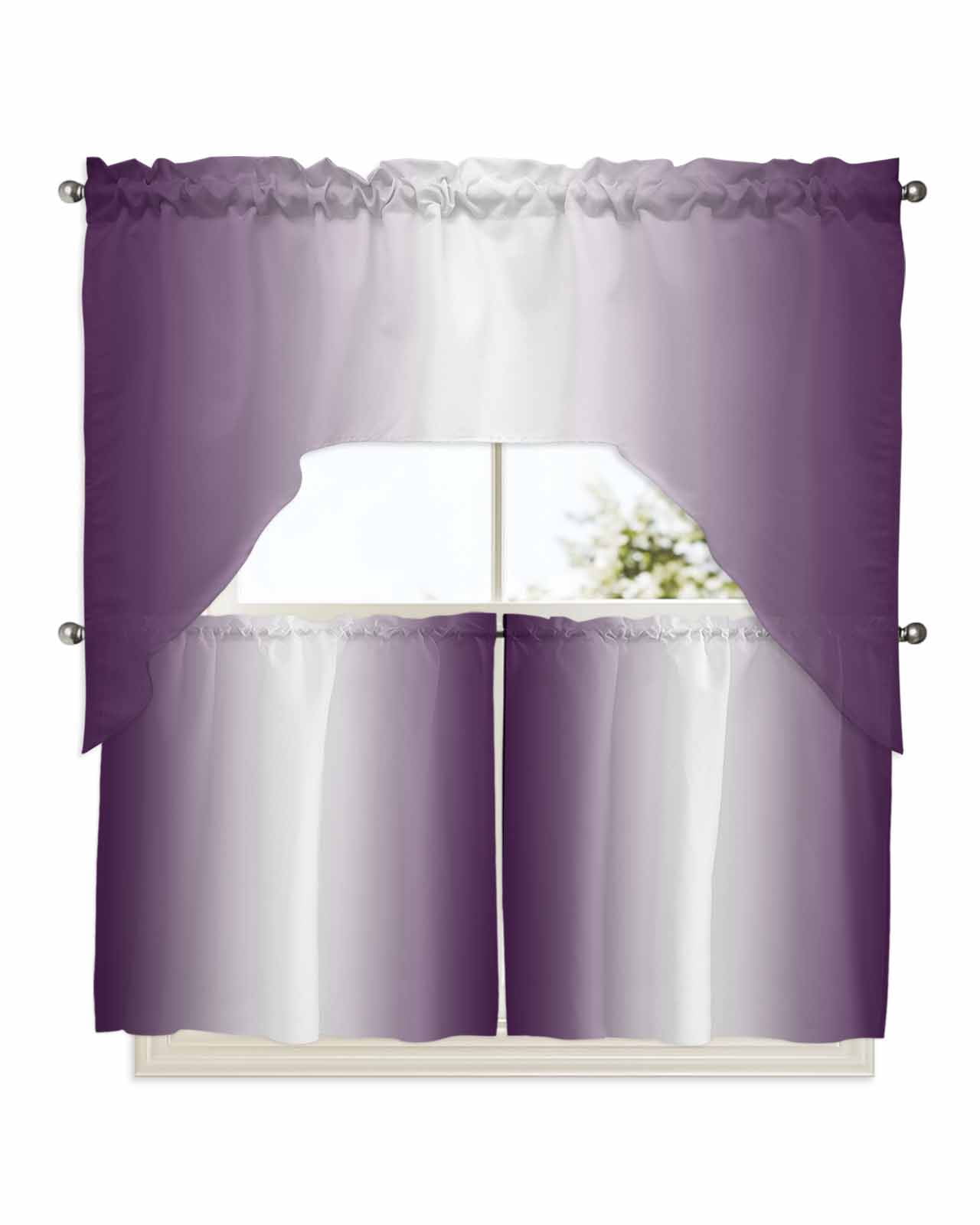 Dark Purple Ombre Swag Valance and Tier Curtains 24'' Length Set ...