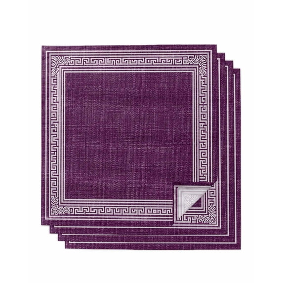 Dark Purple Retro Greek Key Cloth Napkins Set of 4 Reusable Dinner ...