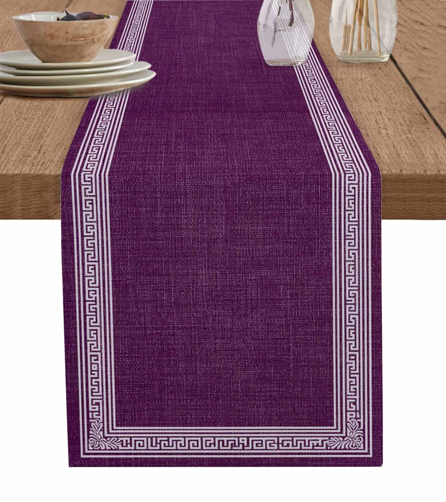 Dark Purple Retro Greek Key Table Runner 36 Inches, Geometric Greece ...