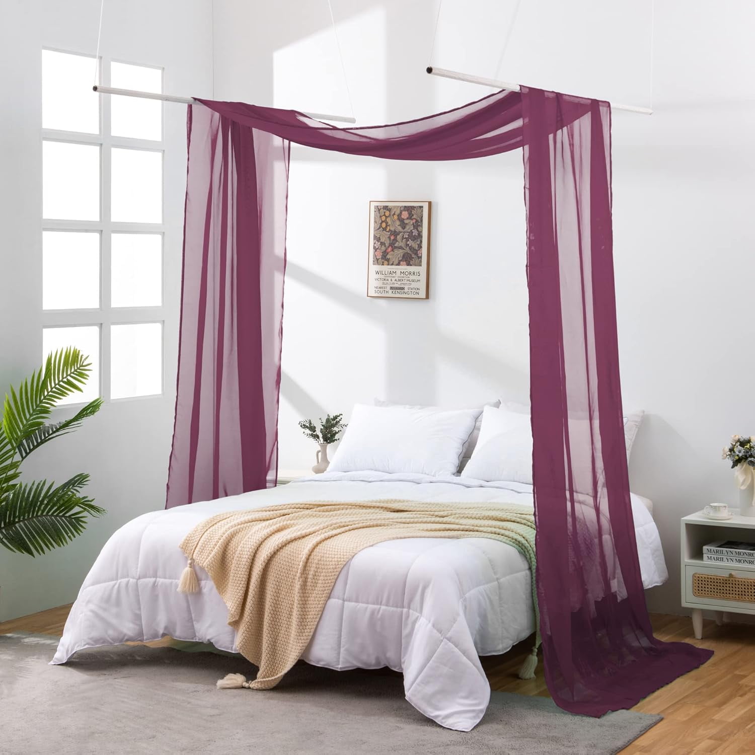 Dark Purple Sheer Bed Canopy Scarf 288 Inch Long for Girls Adult ...