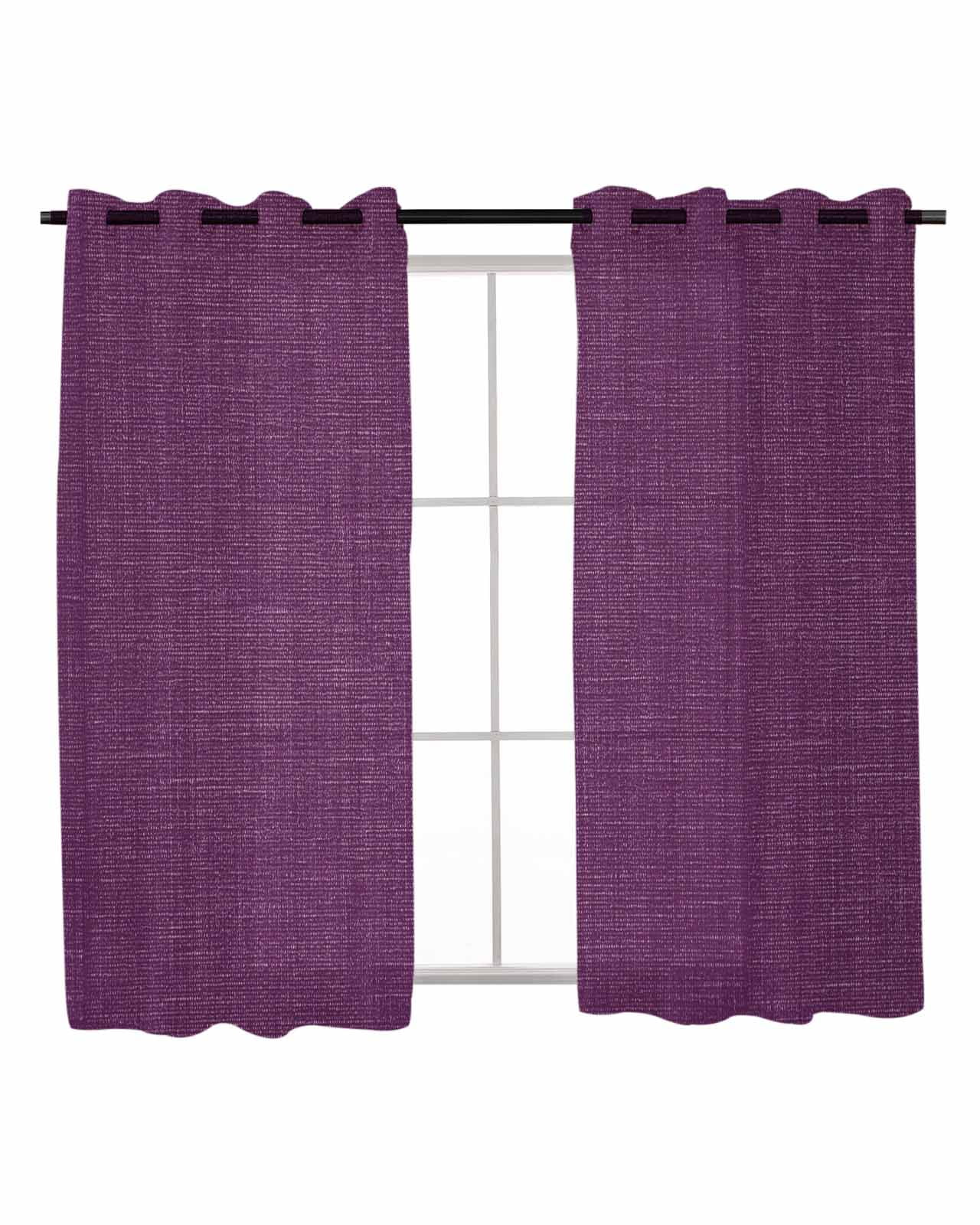 Dark Purple Sheer Curtains 45 Inch Length 2 Panels Rustic Countryside ...
