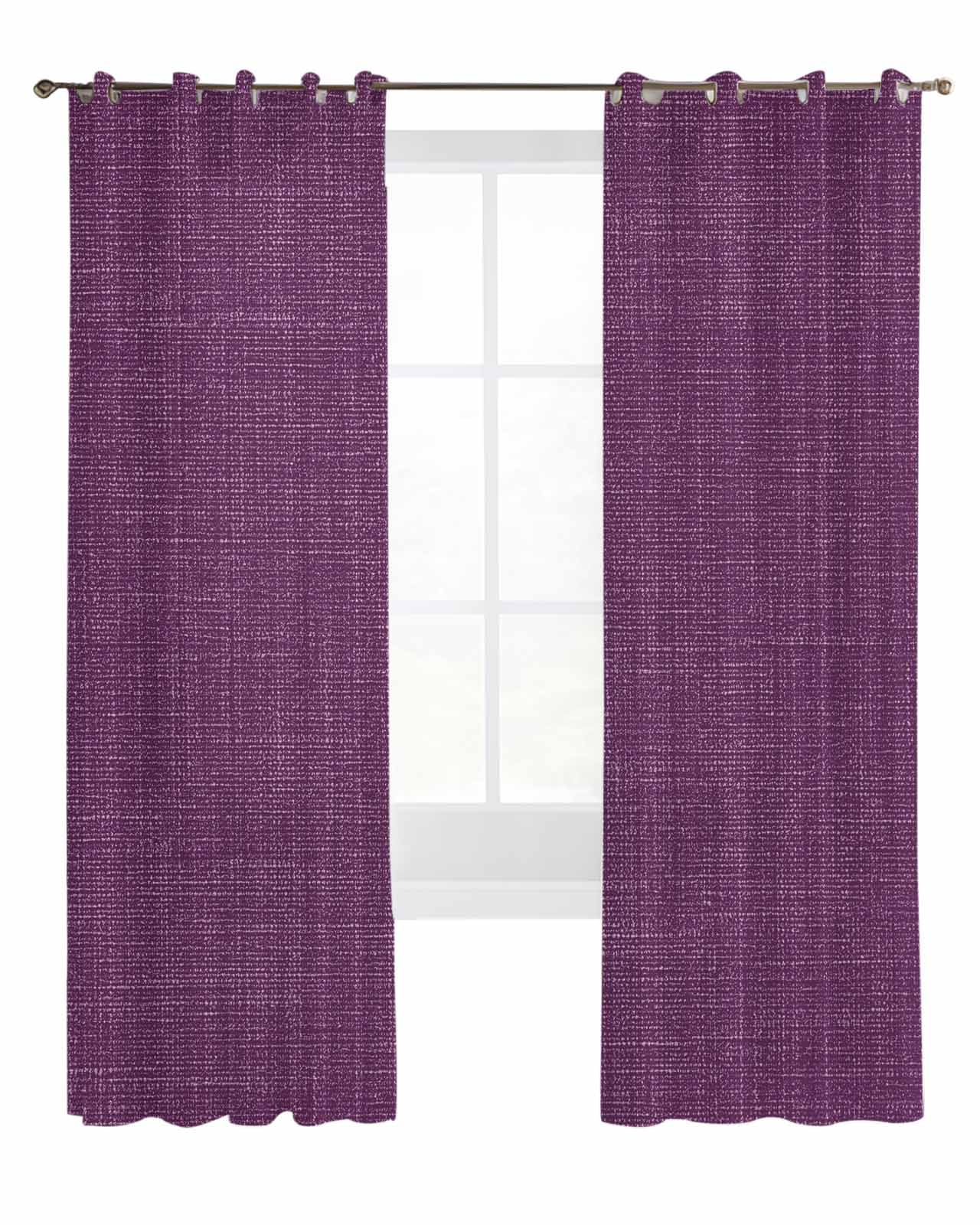 Dark Purple Sheer Curtains 96 Inch Length 2 Panels Rustic Countryside ...